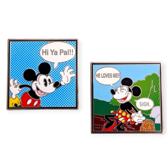 Disney | Jewelry | Mickey Mouse And Minnie Mouse Disney Pins Pop Art Cartoon Panels | Poshmark